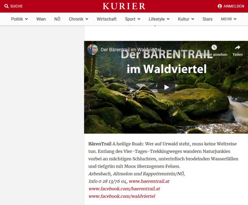 Bärentrail im KURIER freizeit 10.7.2019 online – Bärentrail im Waldviertel